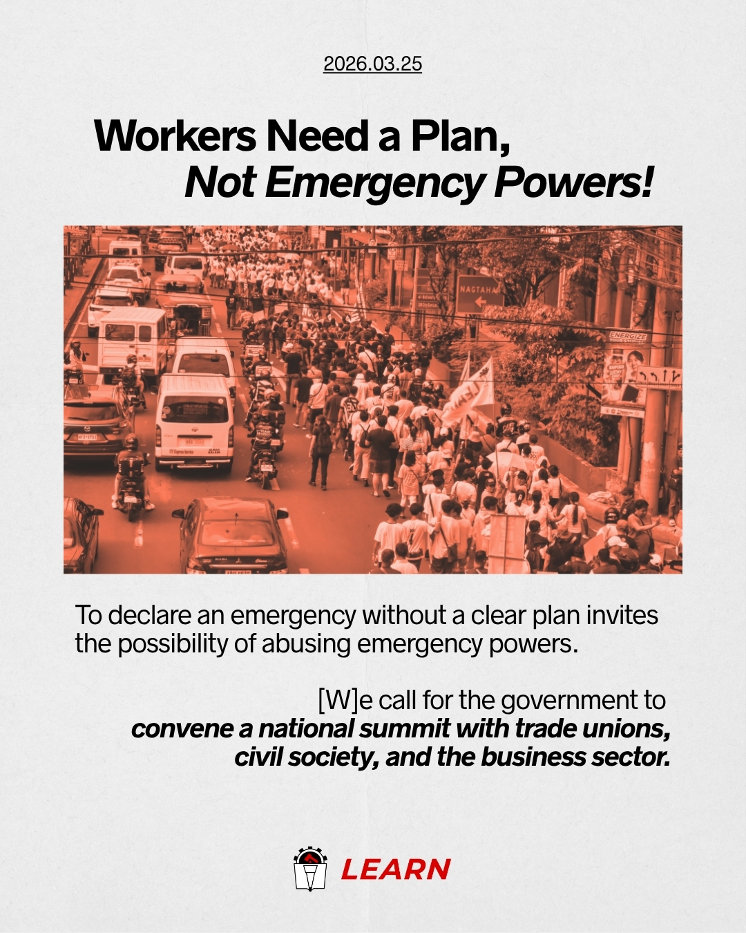 Workers Need a Plan, Not Emergency Powers! - LEARN